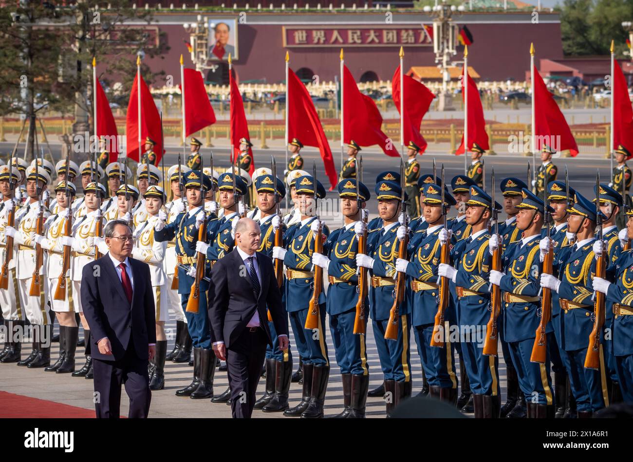 16 April 2024, China, Peking: Federal Chancellor Olaf Scholz (SPD) is ...