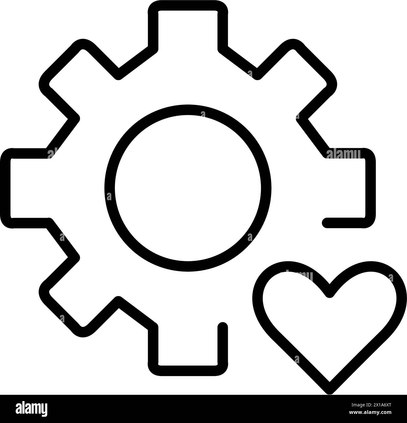 Cogwheel and heart. Settings and like symbol. Pixel perfect vector icon ...