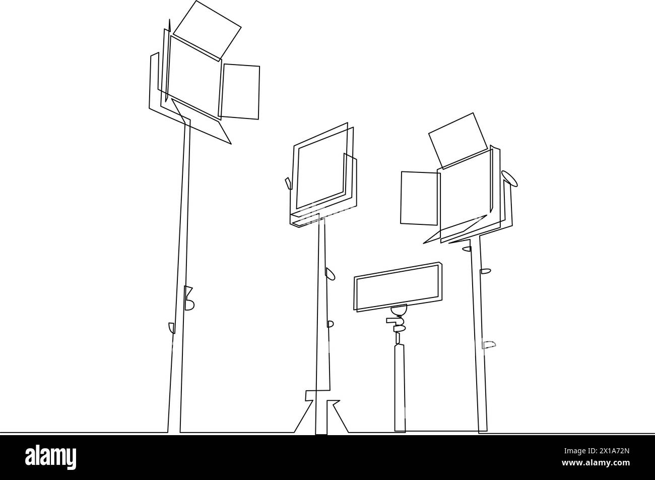 Continuous one line drawing lighting set up. Photo studio light drawn ...