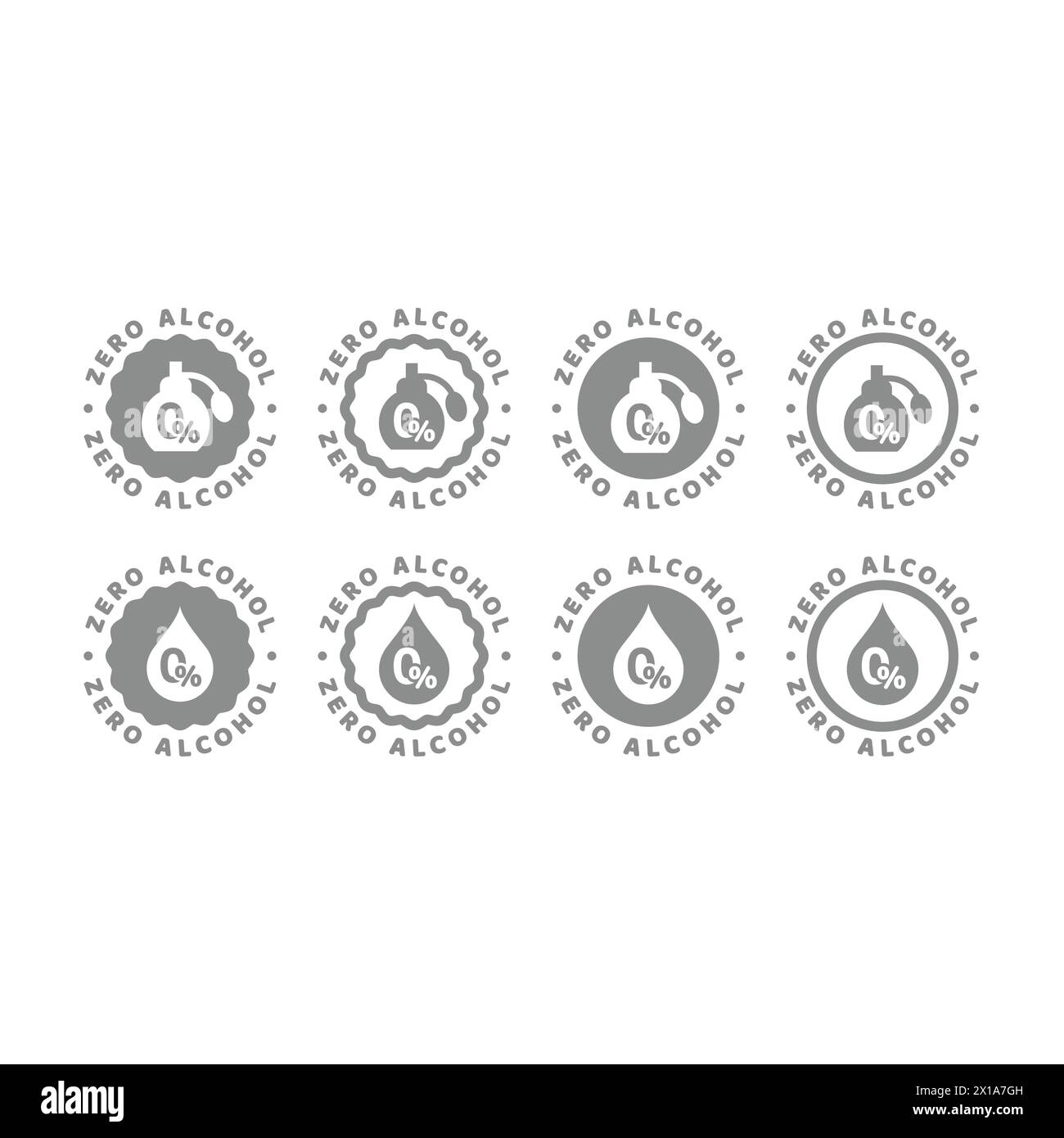Zero alcohol vector label. Alcohol free badge for food or cosmetics ...