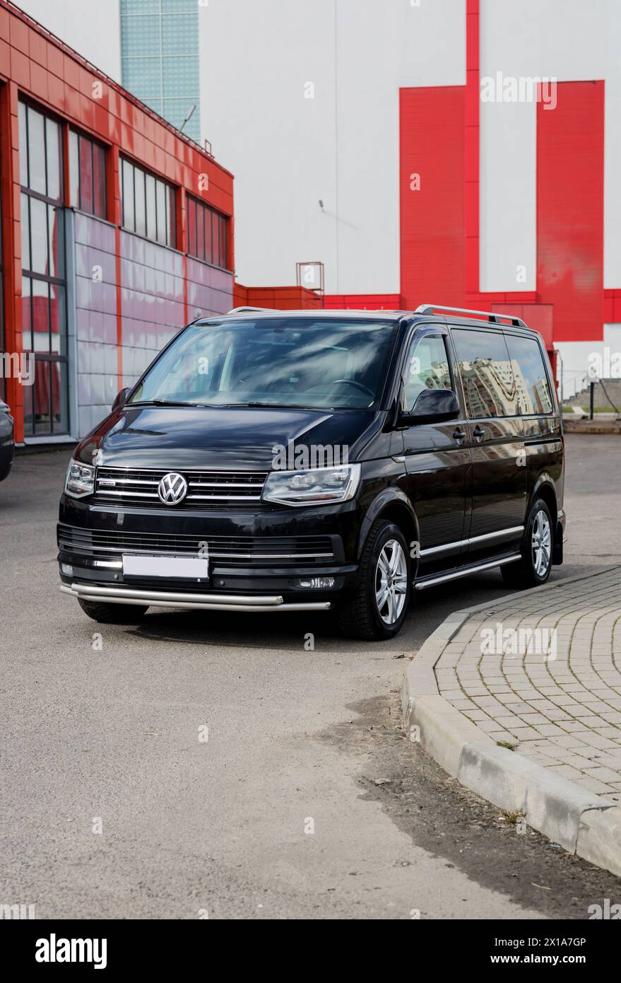 Minsk, Belarus, April 16, 2024 - modern black auto Volkswagen VW ...