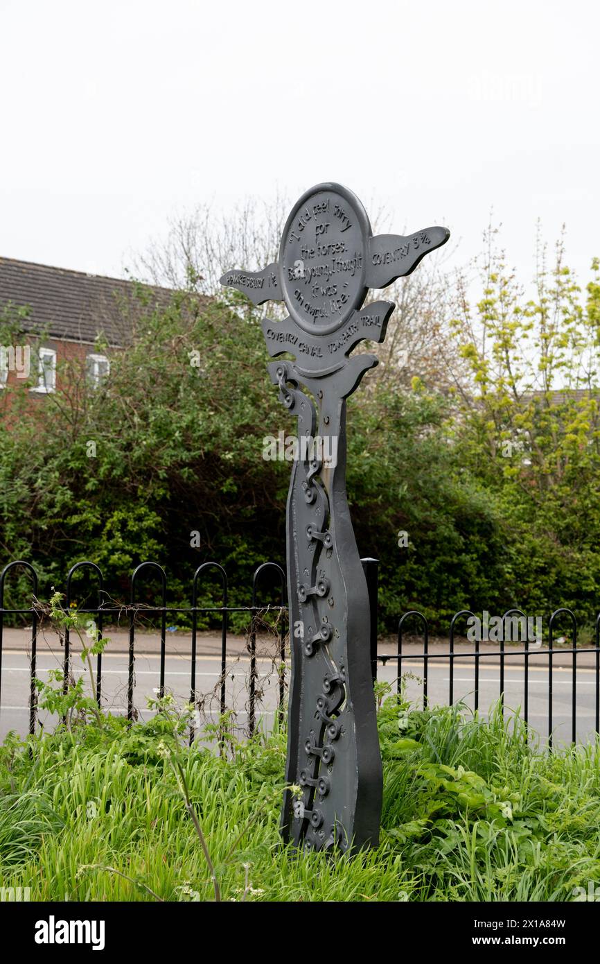 Coventry Canal Towpath Trail sign, Coventry, West Midlands, England, UK ...