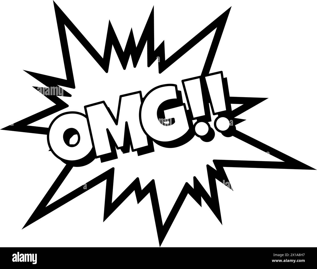 Pow comic bubble. Sound dialogue speech bubbles with word - Omg. Pop art expression in black and ...