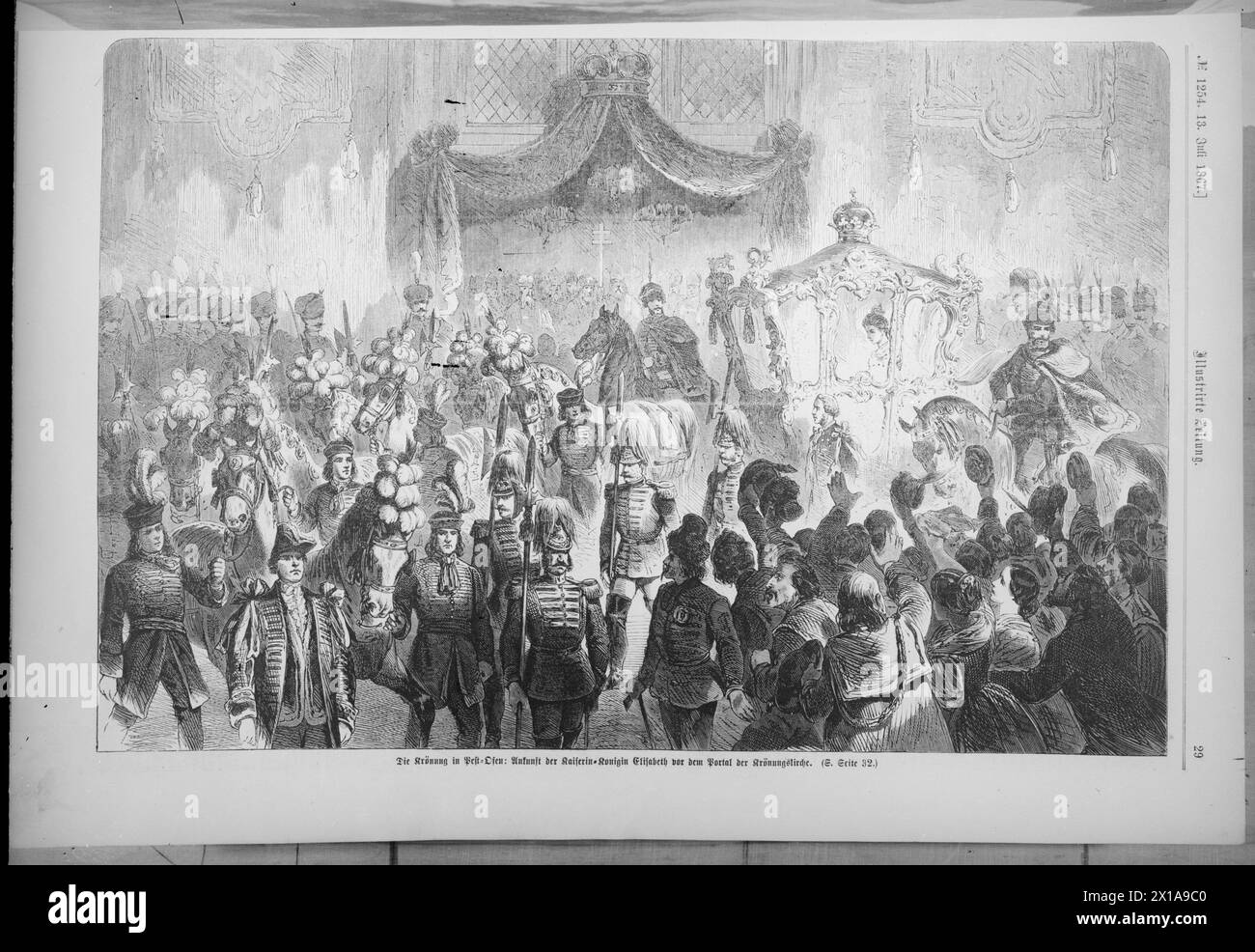 Elisabeth, empress of Austria, arrival in front of the coronation ...