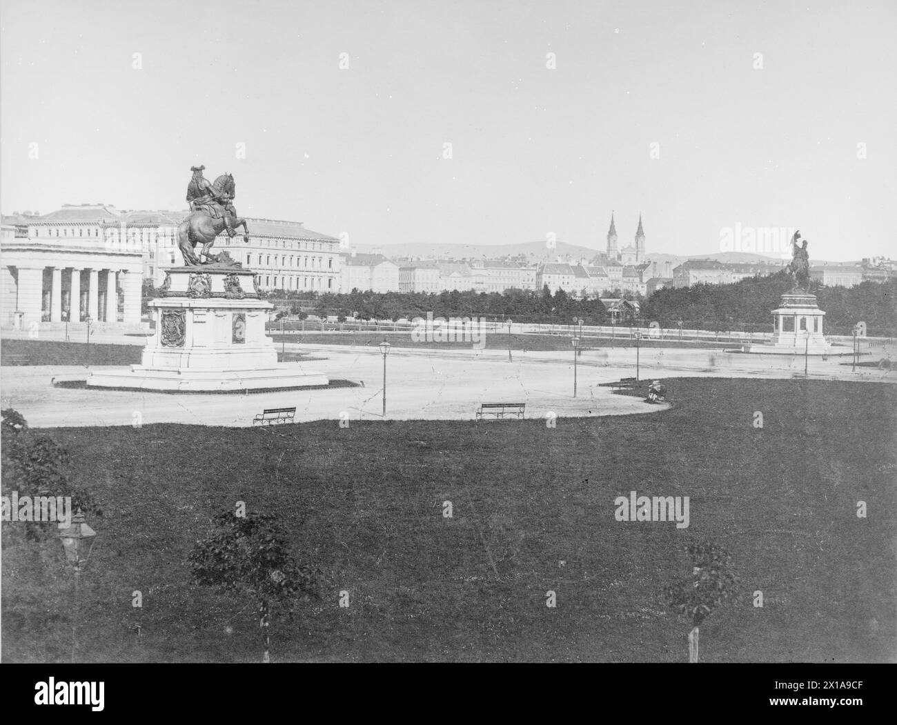 Vienna 1, Heldenplatz (square), vista through the both monuments ...