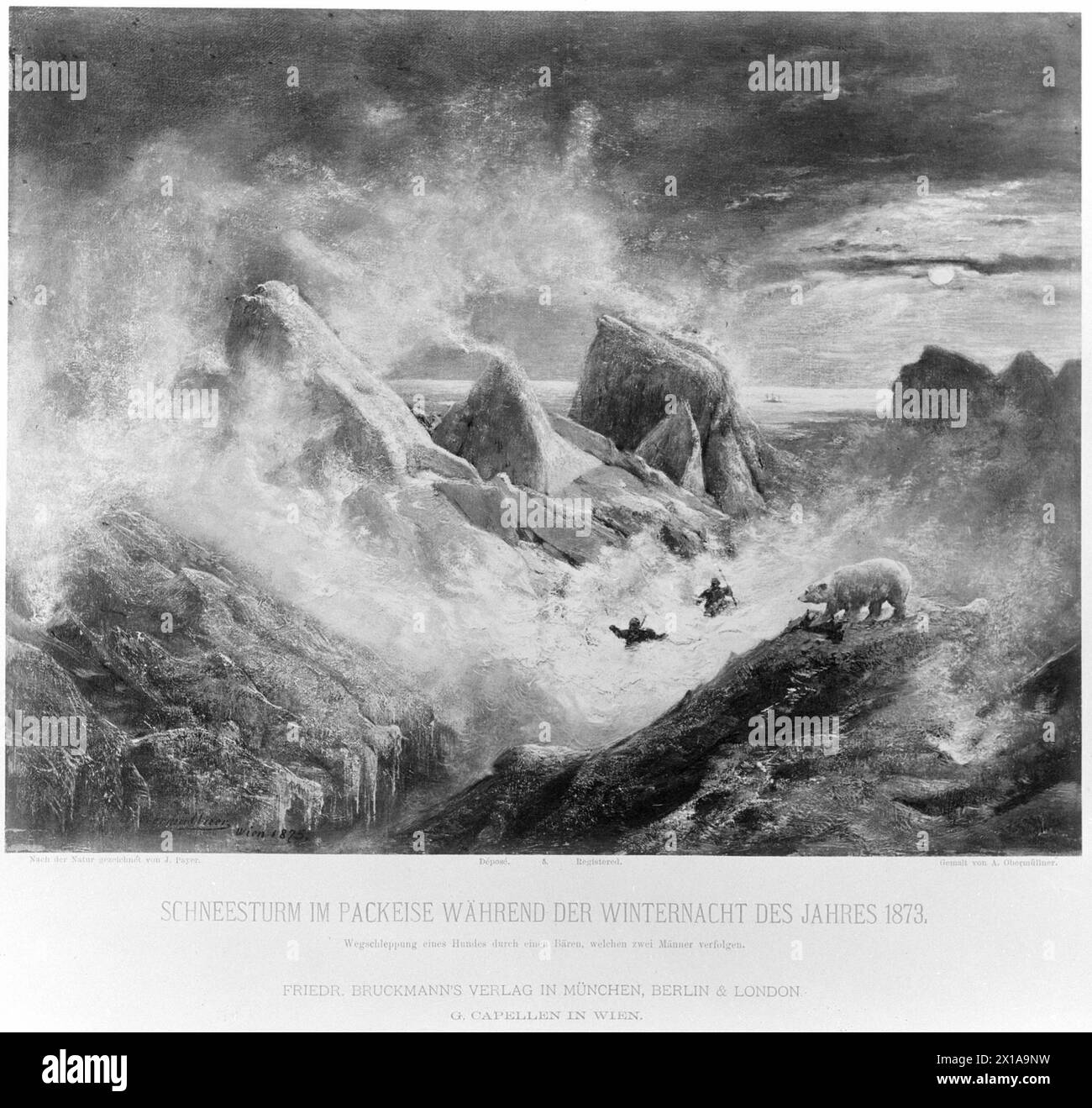 The Austro-Hungarian North Pole expedition 1872-1874, blizzard in the ...