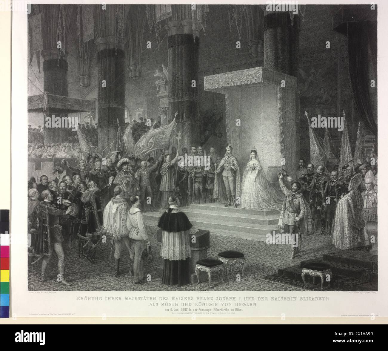 Emperor Franz Joseph and empress Elisabeth after the coronation to the ...