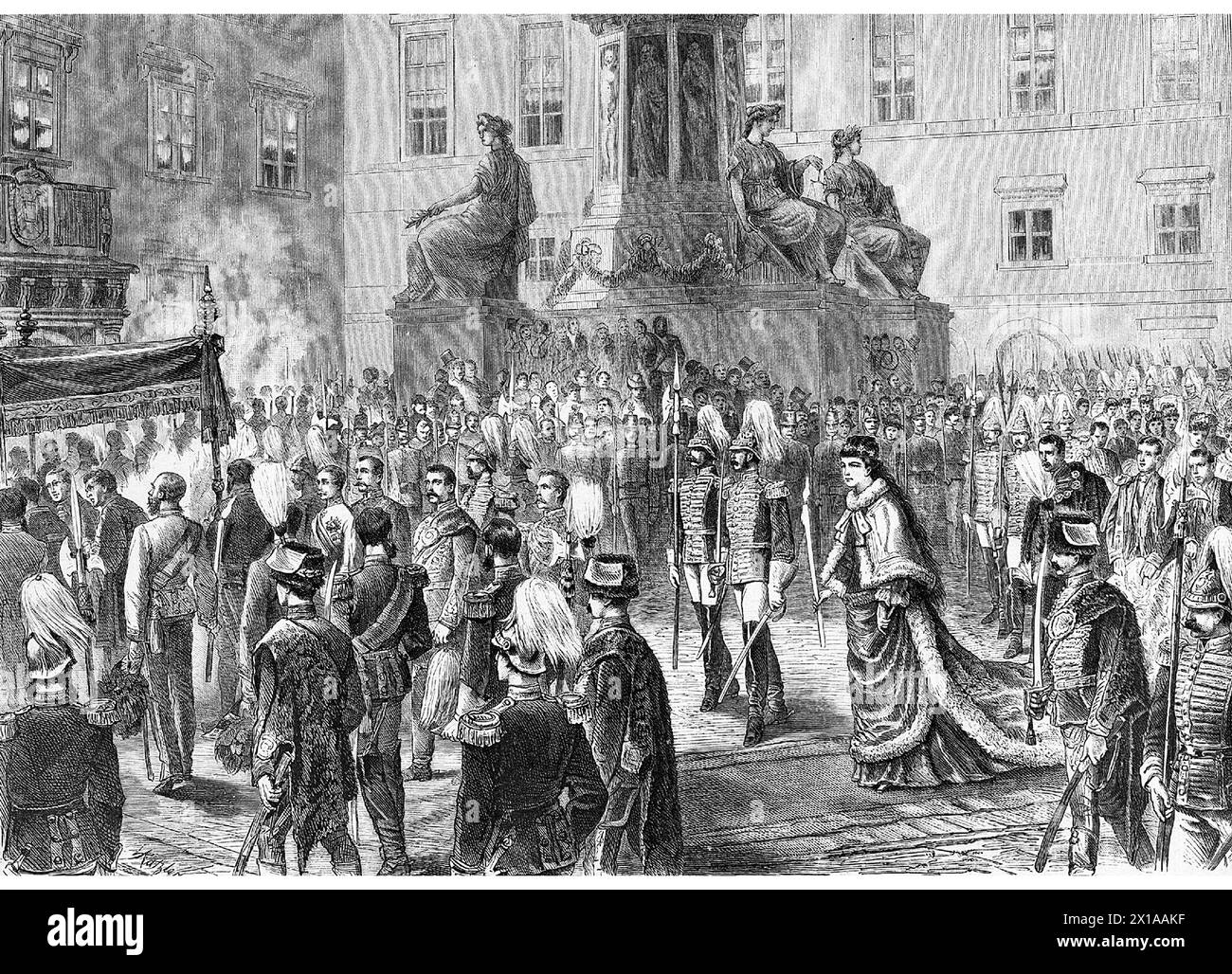Easter 1880, emperor Franz Joseph I taking behind the Sanctissimum near ...
