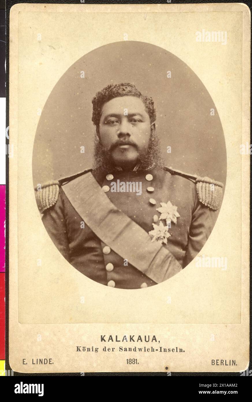 Kalakaua I, King of Hawaii, picture in European uniform., 1881 ...