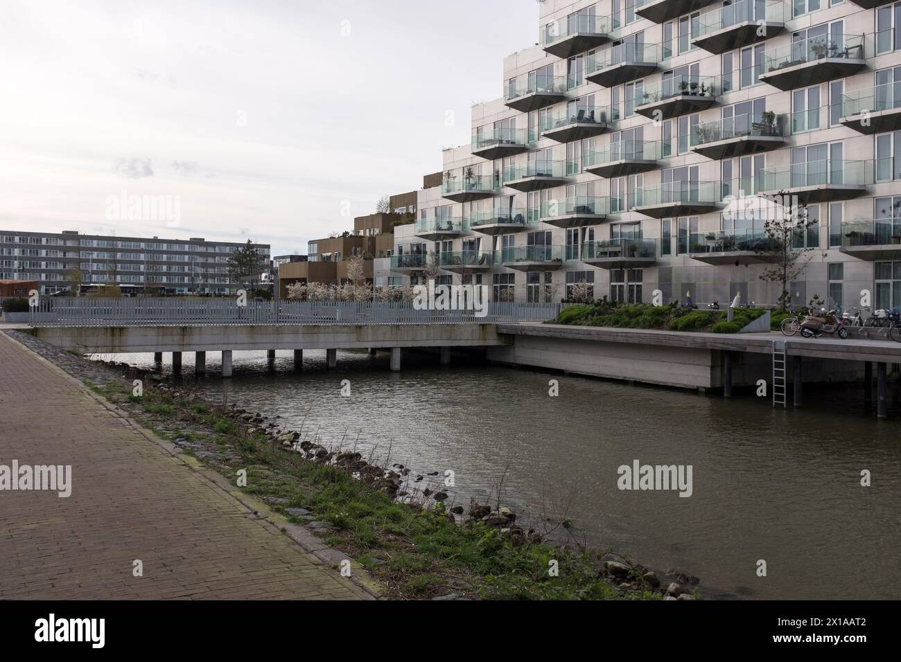 A view of the Sluishuis condos in Ijburg, Amsterdam, the Netherlands ...