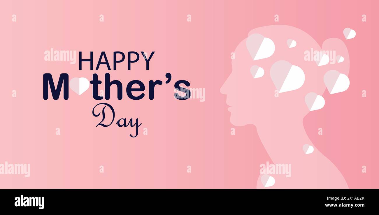 Happy Mother's day greeting card. Woman silhouette with white paper ...