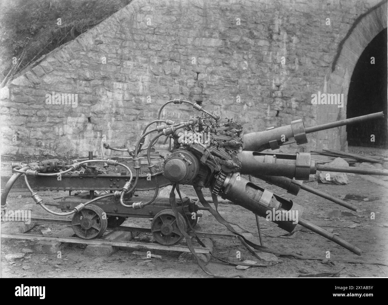 Construction of the Arlbergbahn (Arlberg railway), drill system Brandt ...