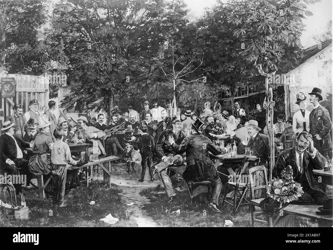 Heuriger scene in Vienna, image of a Heuriger scene with Schrammel ...