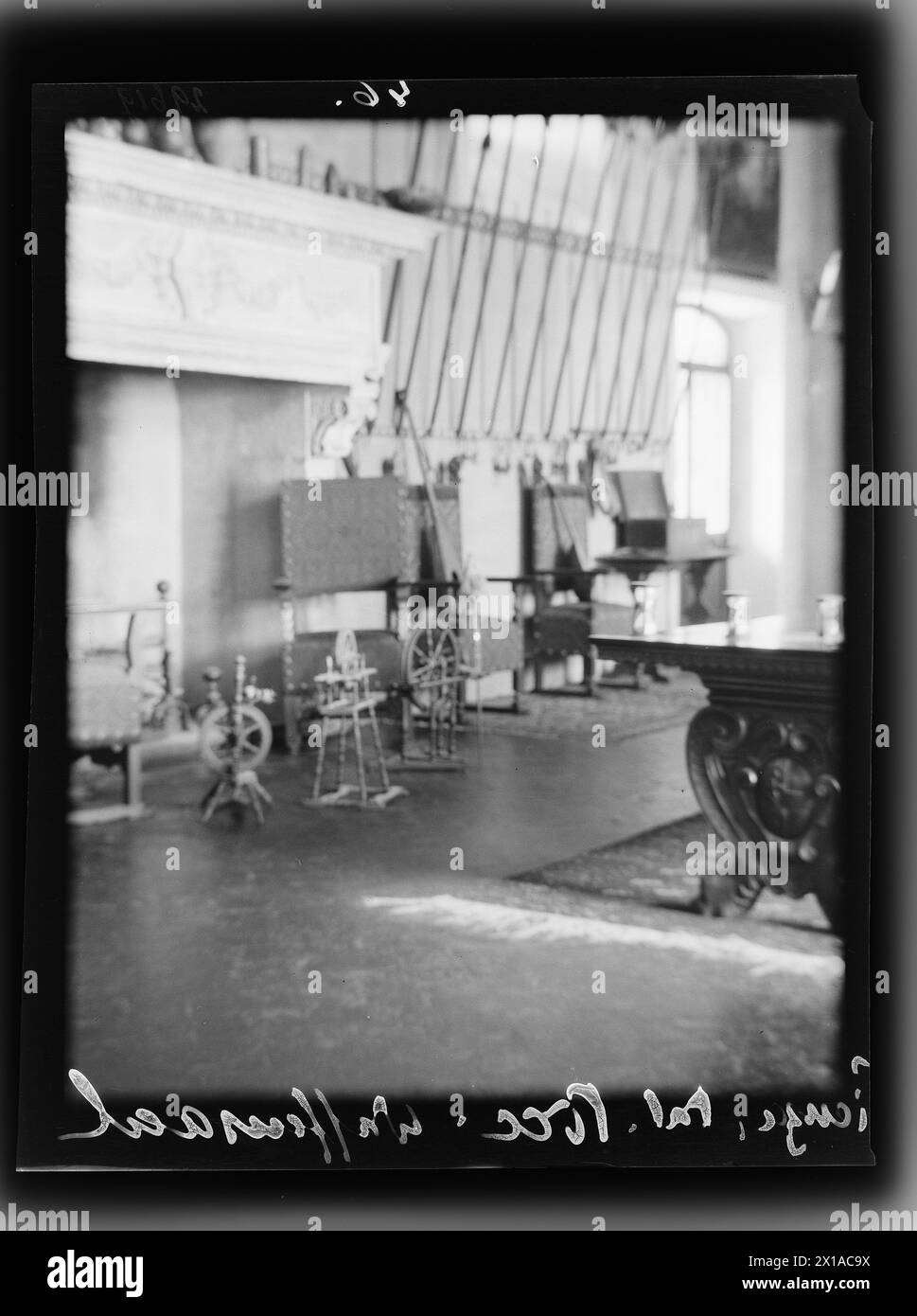 Palazzo Piccolomini in Pienza, interior view: armoury hall of the ...