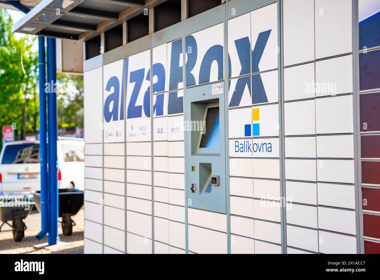 Prague,Czech republic - April 12, 2024: Alza Box is boxes for self ...