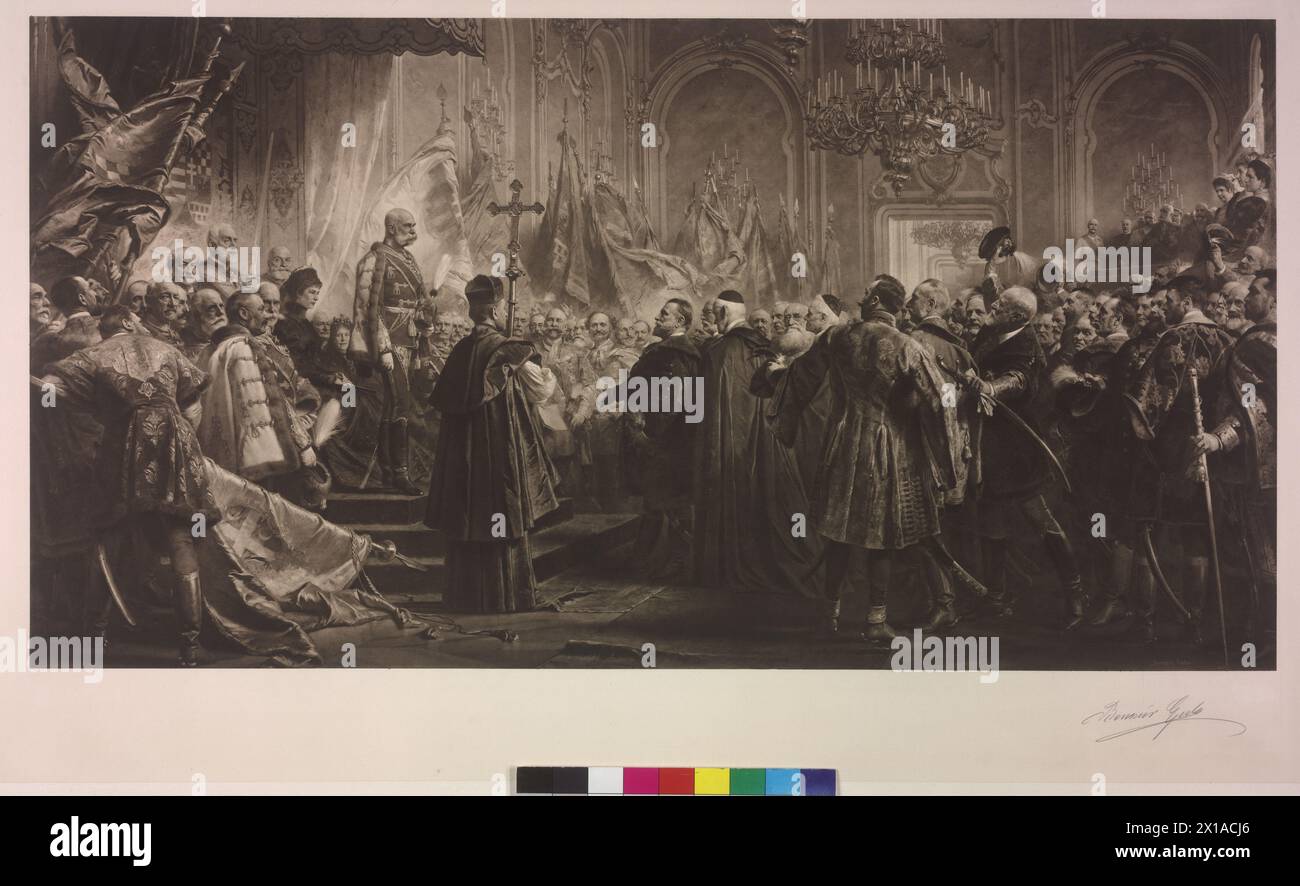 Emperor Franz Joseph I and empress Elisabeth receiving the Hungarian ...