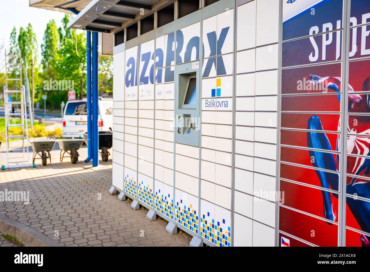 Prague,Czech republic April 12, 2024: Alza Box is boxes for self ...