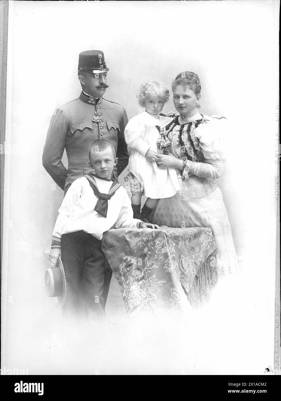 Otto, archduke of Austria with family, picture in uniform as colonel ...