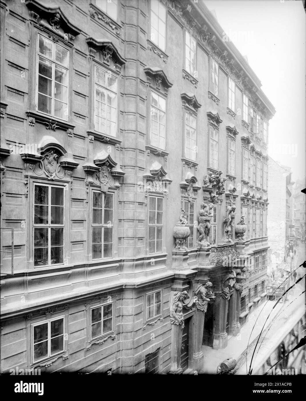 Vienna 1, Palais Breuner, facade from higher garrison diagonally across ...