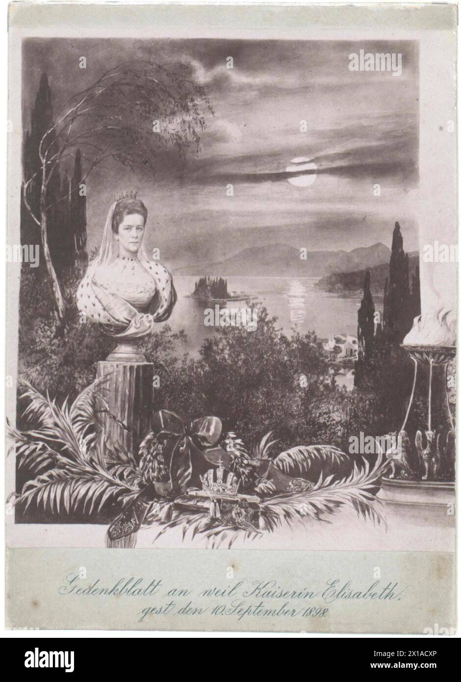Empress Elisabeth commemorative paper, composite photograph with bust ...