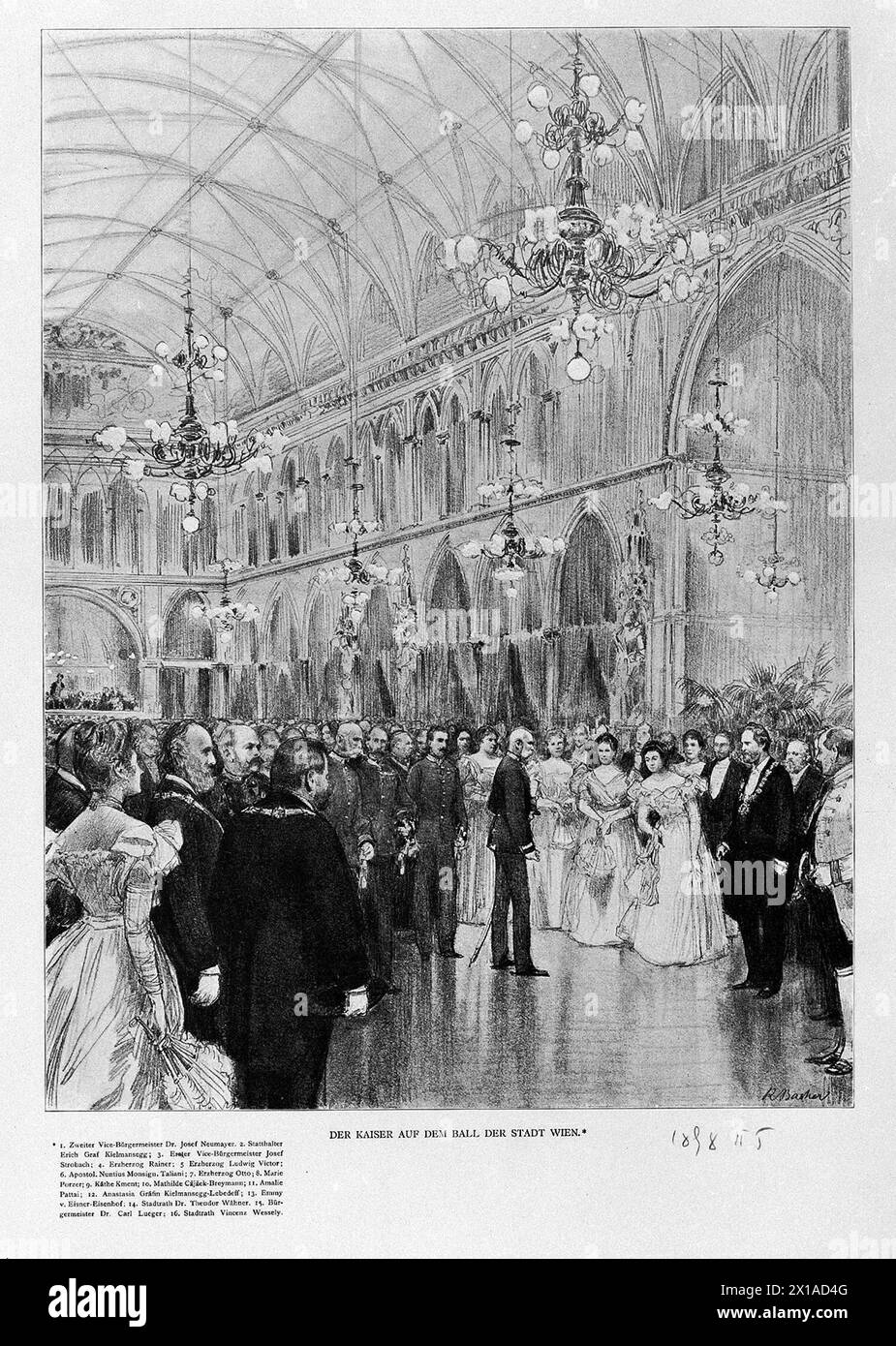 Ball of the city Vienna, emperor Franz Joseph I and mayor Charles ...