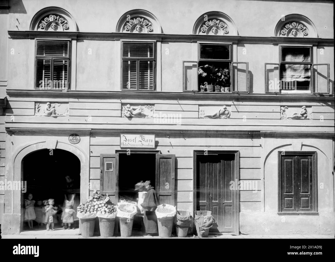Vienna 8, Piaristengasse (Piarists Alley) 25, facade with relief, 1899 ...