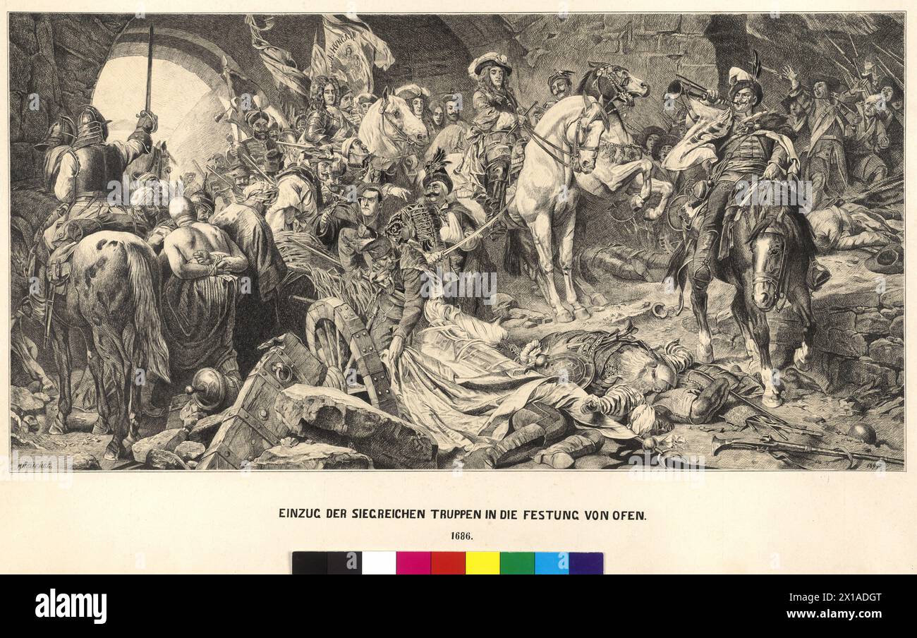 Entry of the winning troops in the fortress of stove, 1686, reconquest ...