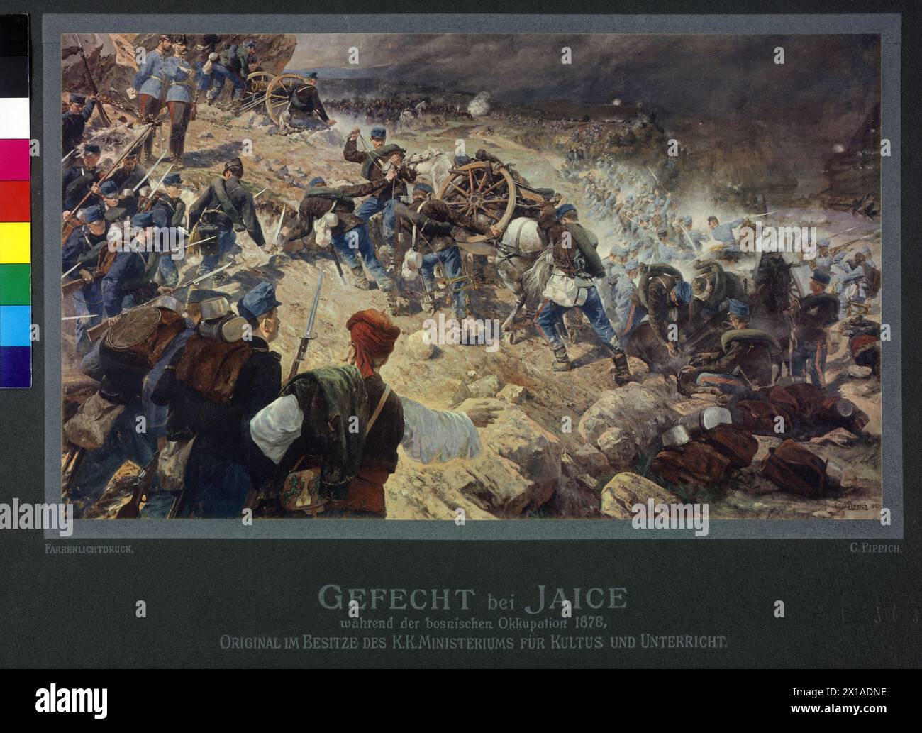 Fight at Jaice on the 7th August 1878, collotype based on an painting ...