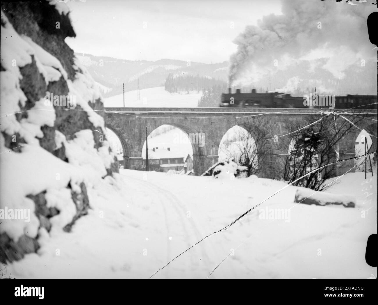 Semmering railway, viaduct near stone house at Semmering Pass, 1900 ...