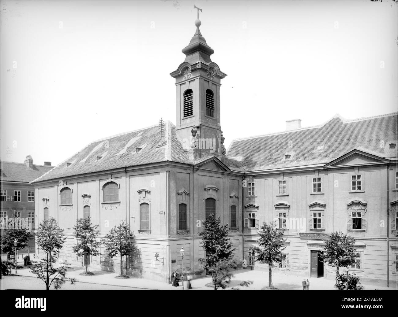 Vienna 4, church of the sanctify Thecla, general view with tower ...