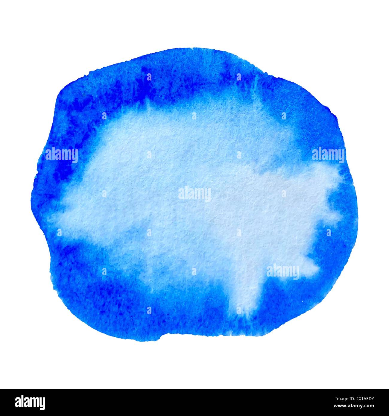 Watercolor round frame background made of blue paint and empty space ...