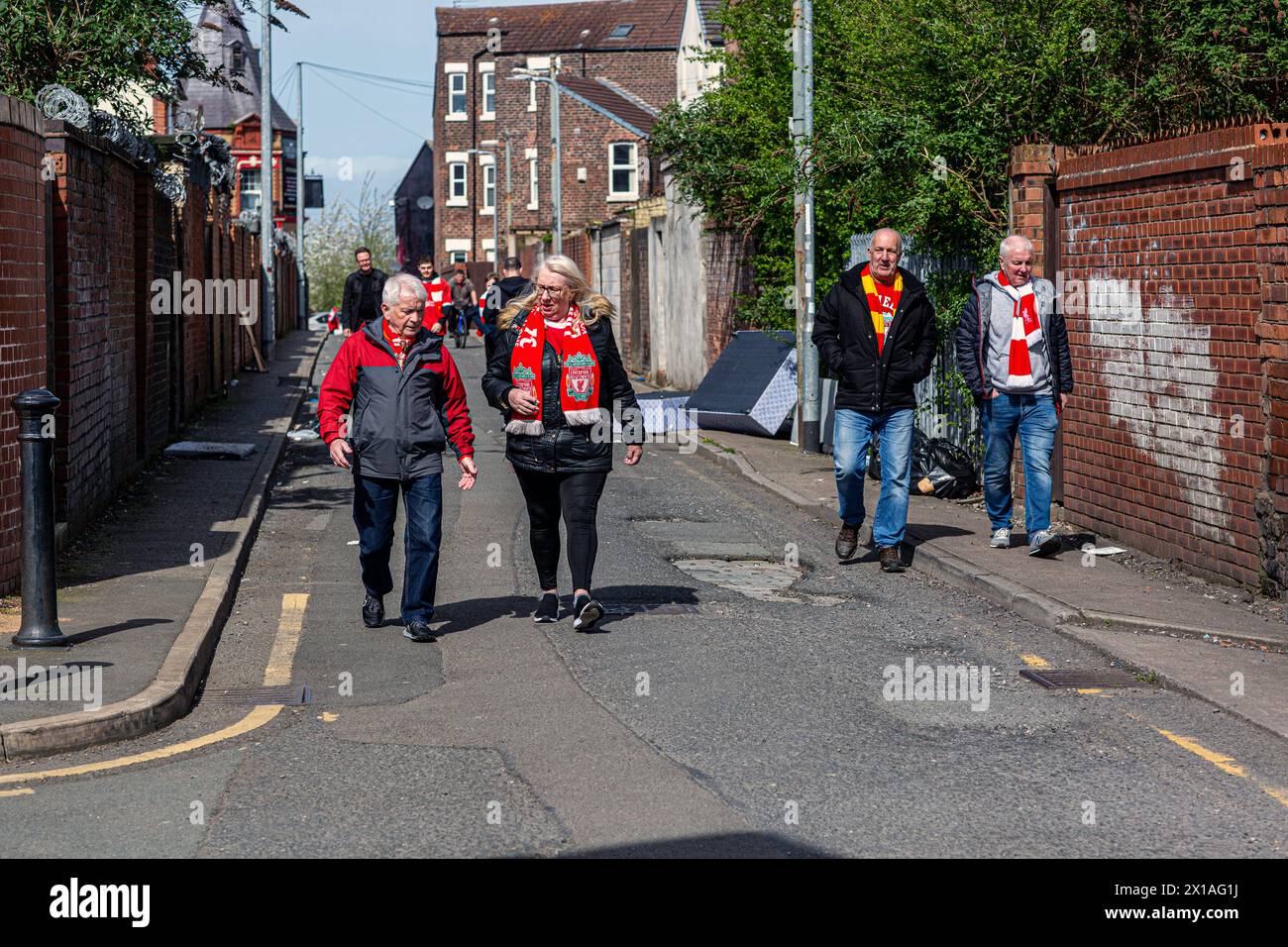 Liverpool football fans in Anfield on a match day before kick off ...