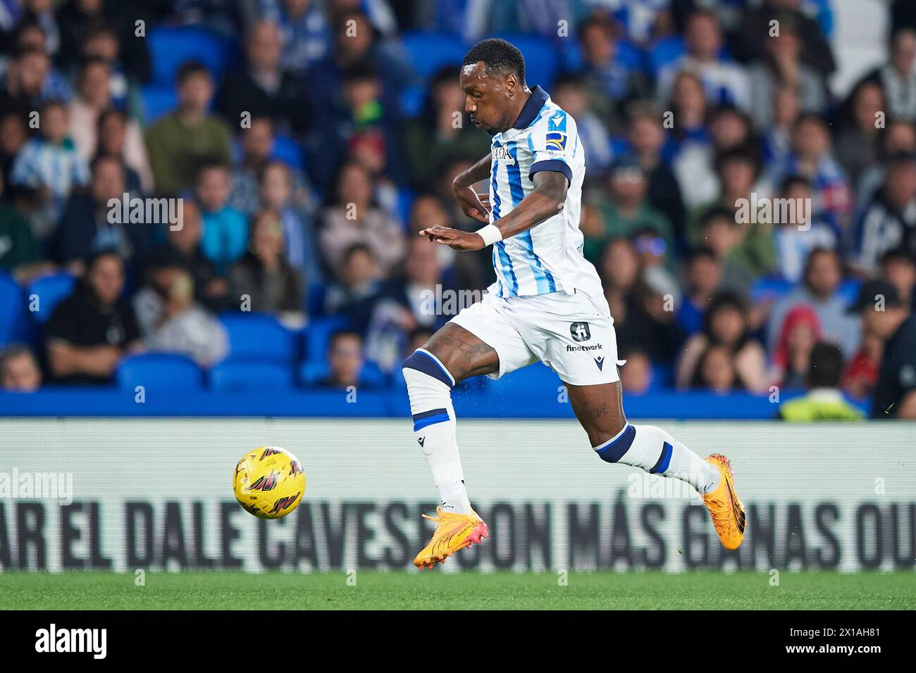Sheraldo Becker of Real Sociedad with the ball during the LaLiga EA ...