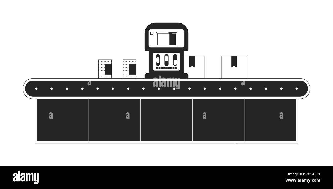 Production assembly line black and white 2D line cartoon object Stock ...