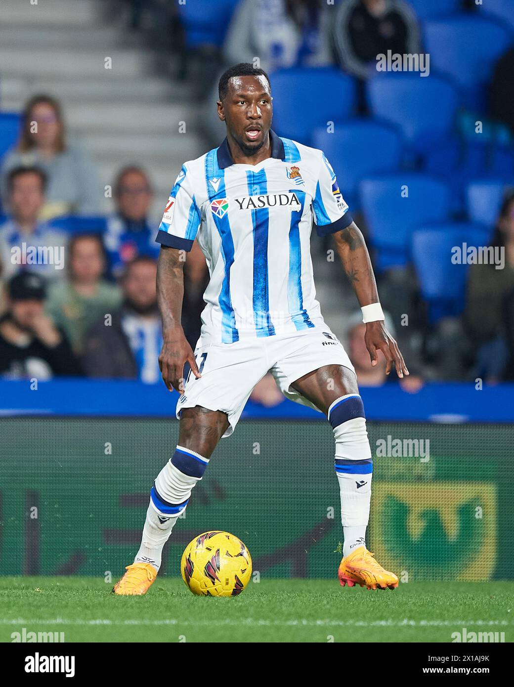 Sheraldo Becker of Real Sociedad with the ball during the LaLiga EA ...