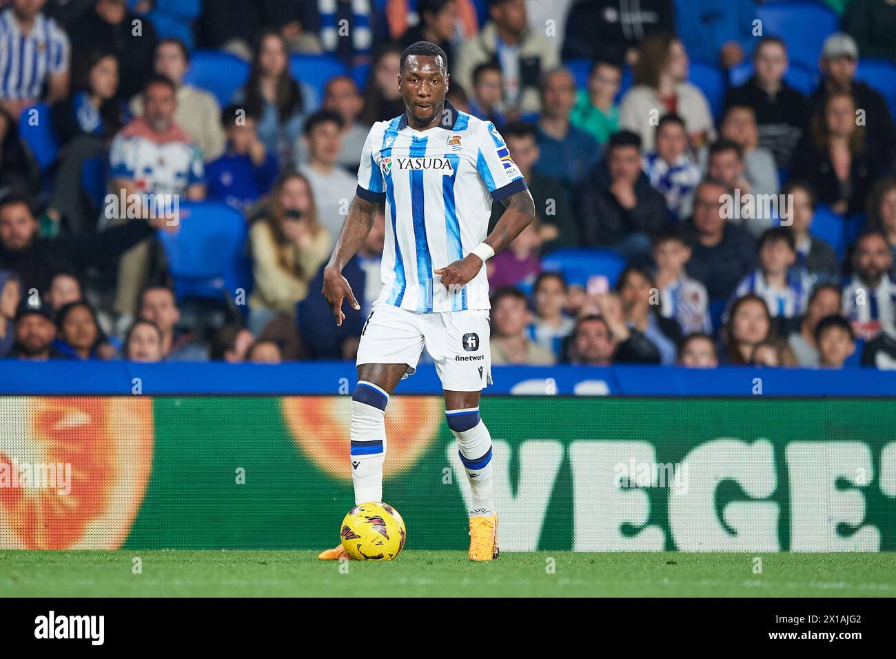 Sheraldo Becker of Real Sociedad with the ball during the LaLiga EA ...
