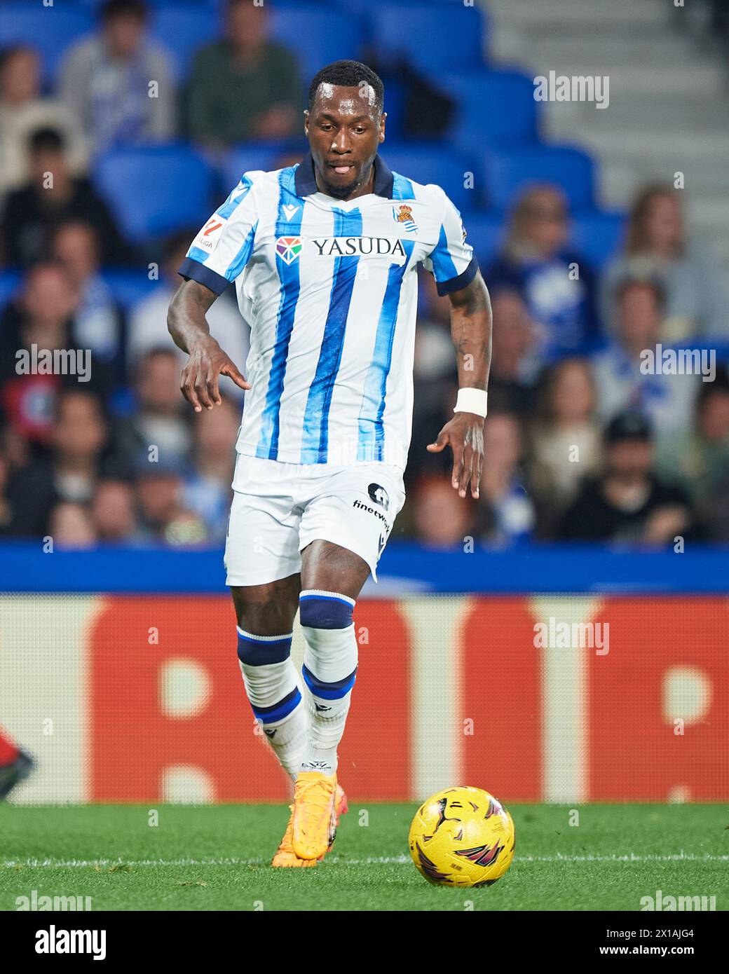 Sheraldo Becker of Real Sociedad with the ball during the LaLiga EA ...