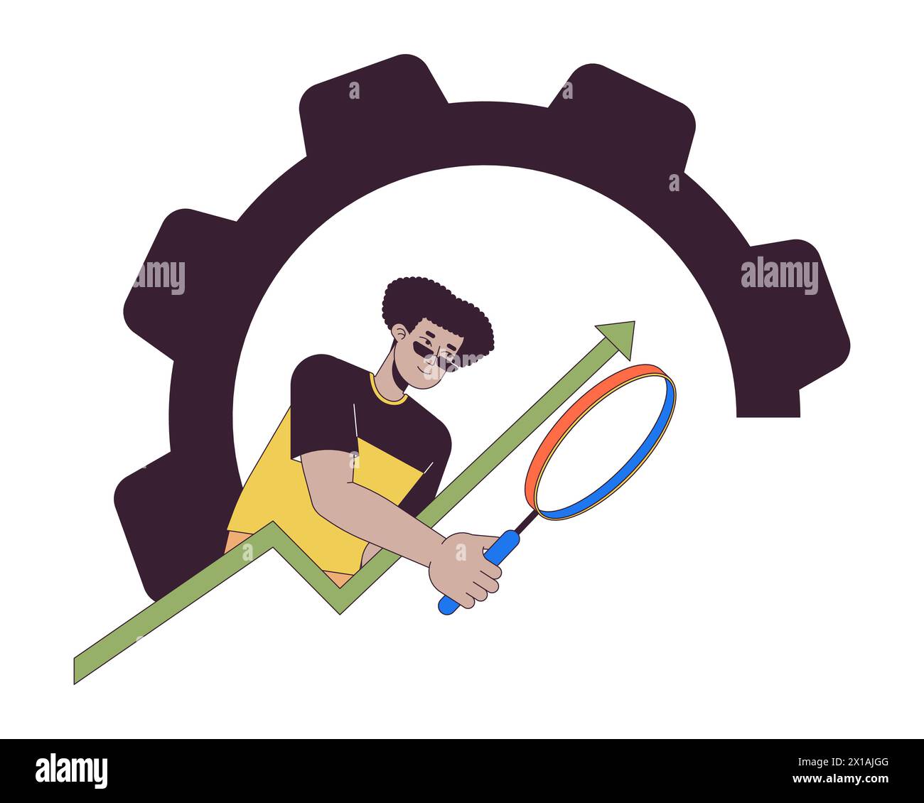 Hispanic data analyst 2D linear cartoon character Stock Vector Image ...