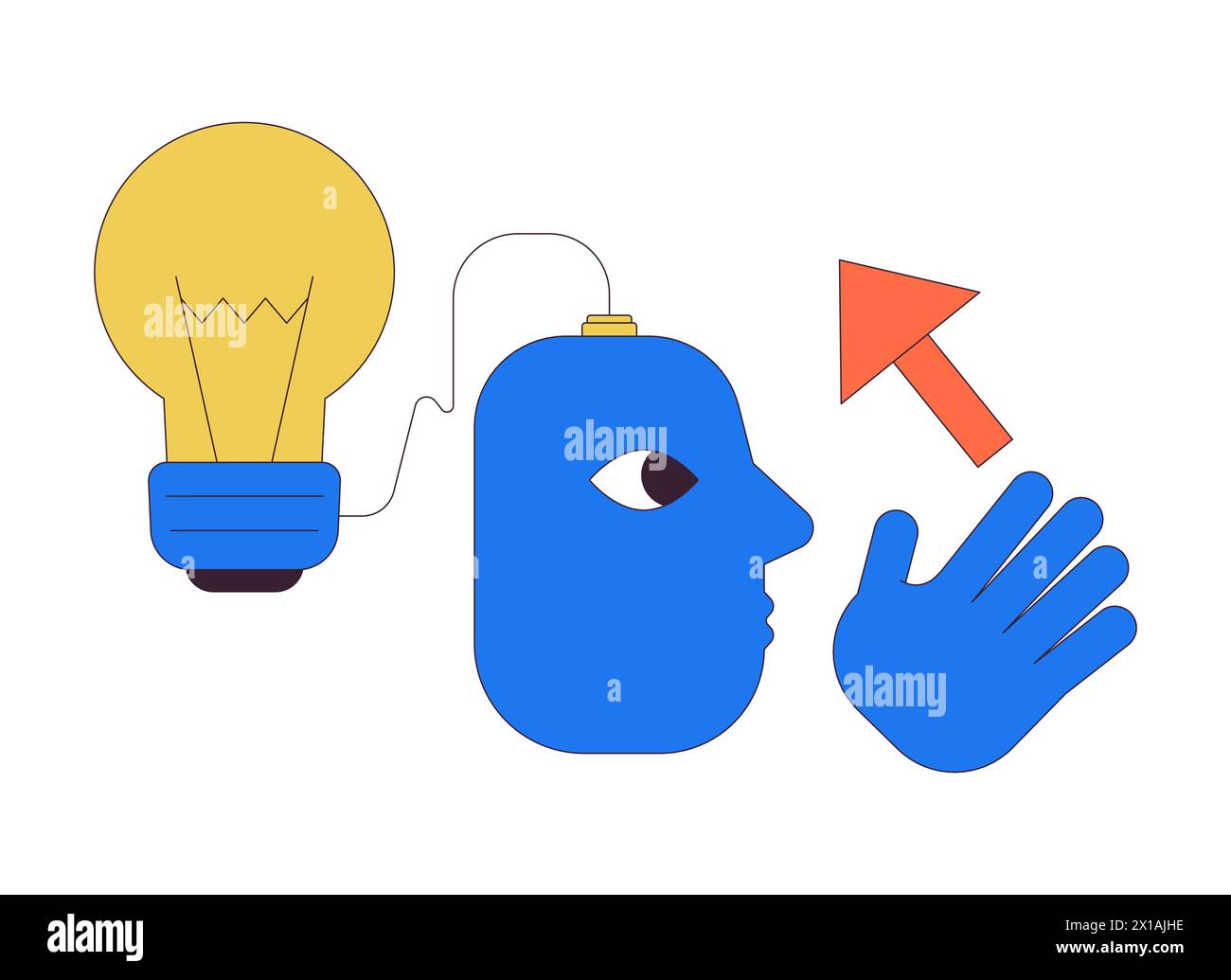 Innovative ideas generating 2D linear cartoon character Stock Vector ...