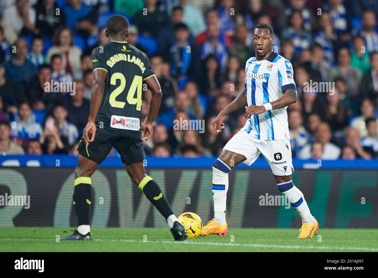 Sheraldo Becker of Real Sociedad with the ball during the LaLiga EA ...