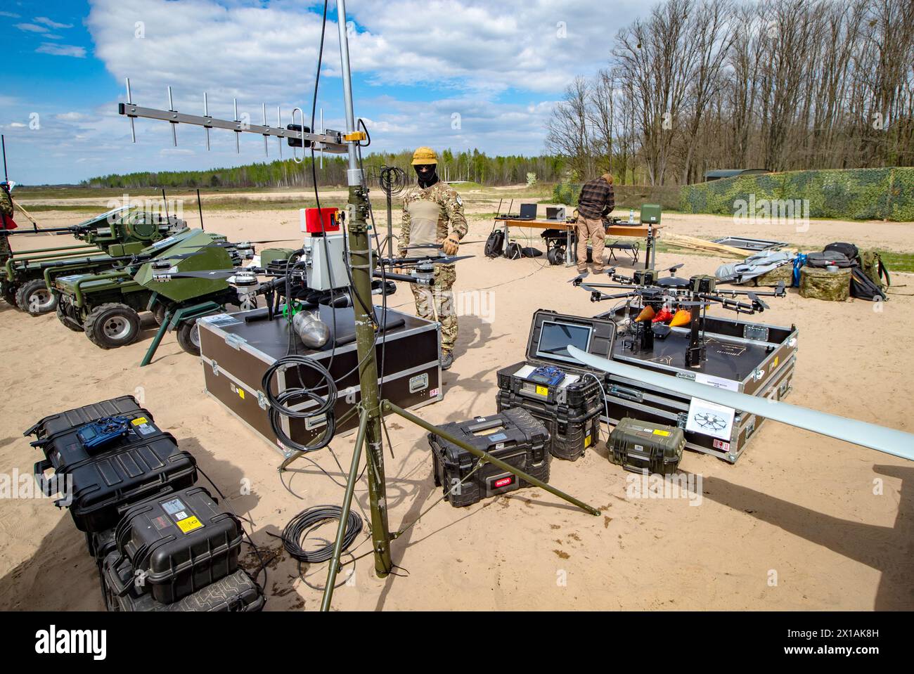 KYIV REGION, UKRAINE - APRIL 13, 2024 - The high-level drone control ...