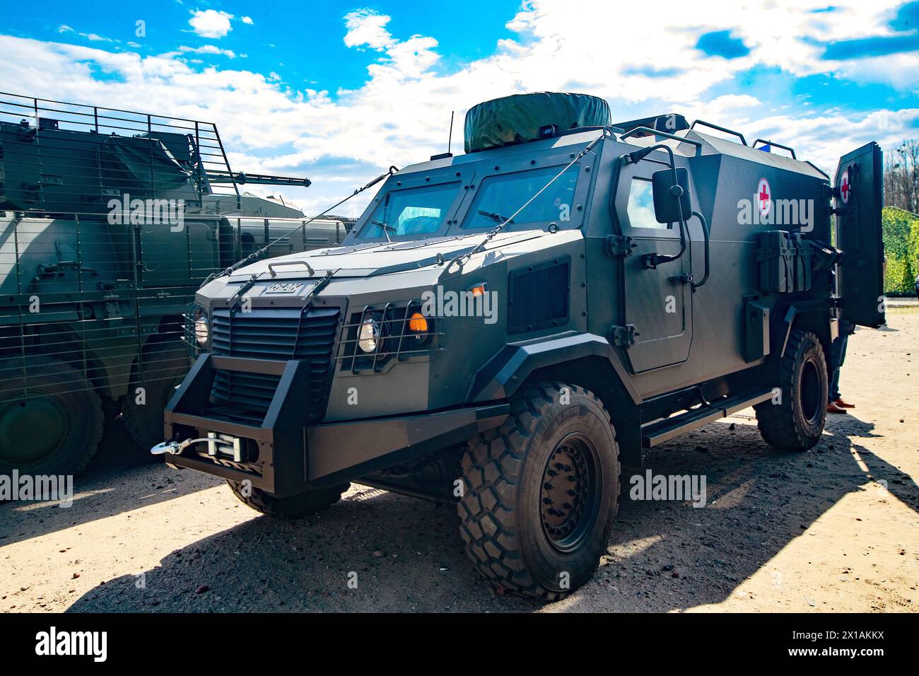 KYIV REGION, UKRAINE - APRIL 13, 2024 - A Kozak-5 armoured car used for ...