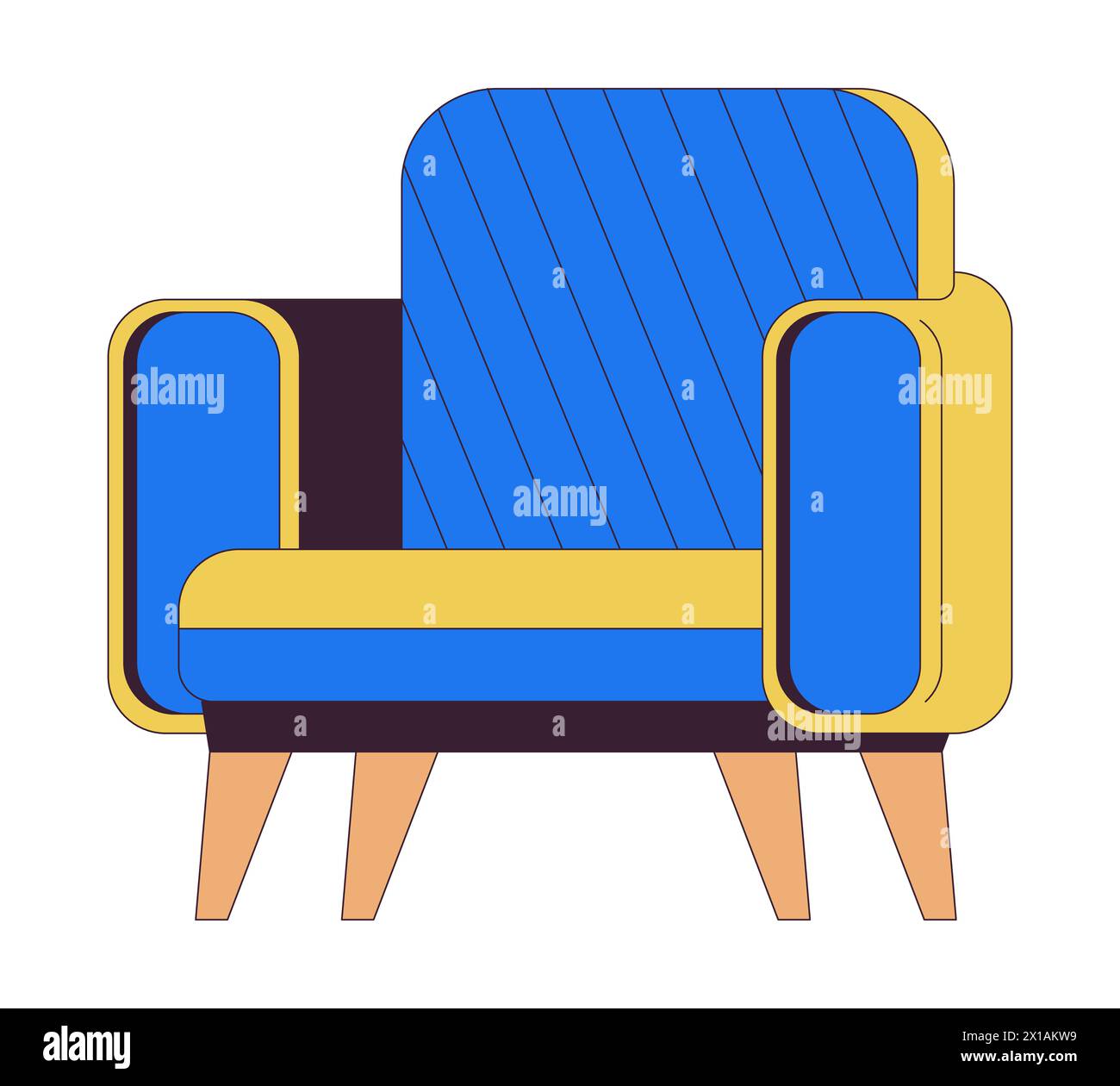 Soft armchair with cushions 2D linear cartoon object Stock Vector Image ...