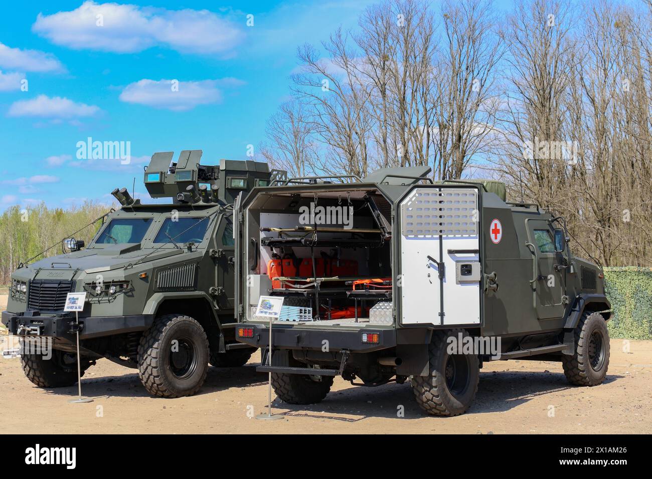 KYIV REGION, UKRAINE - APRIL 13, 2024 - Kozak armoured cars are ...
