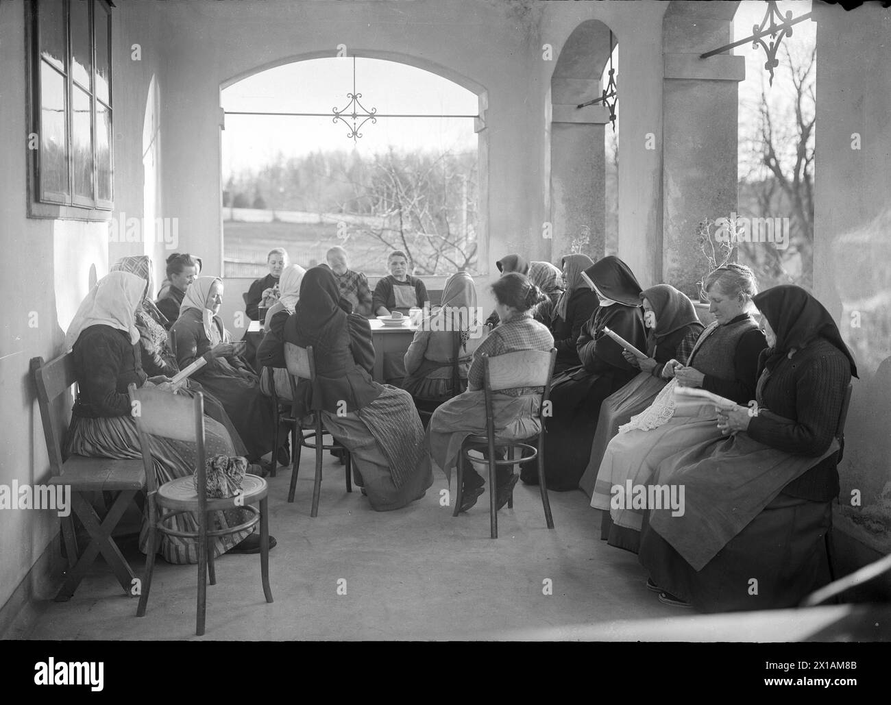 Schrems, residential home: inmate at afternoon in the loggia, 1925 ...