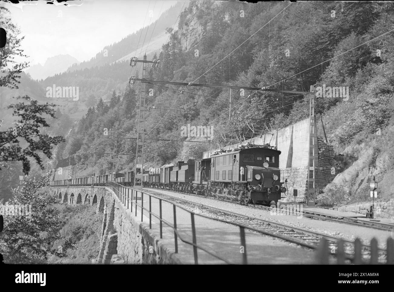 Carry on on the Arlbergbahn (Arlberg railway), truck trailer with ...