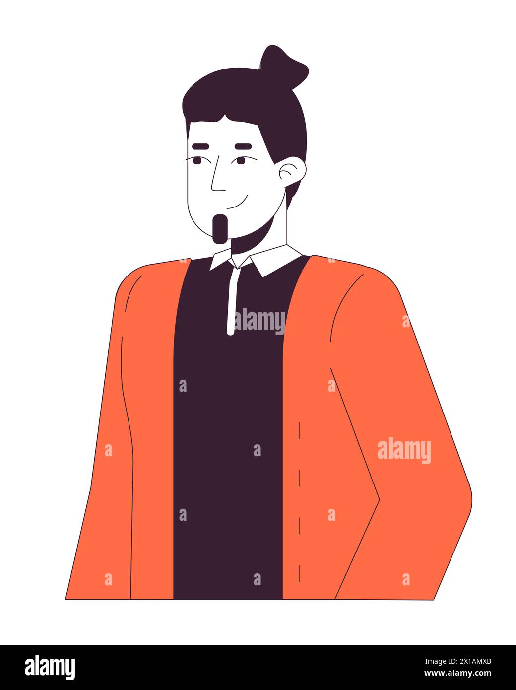 Young caucasian man with beard 2D linear cartoon character Stock Vector ...