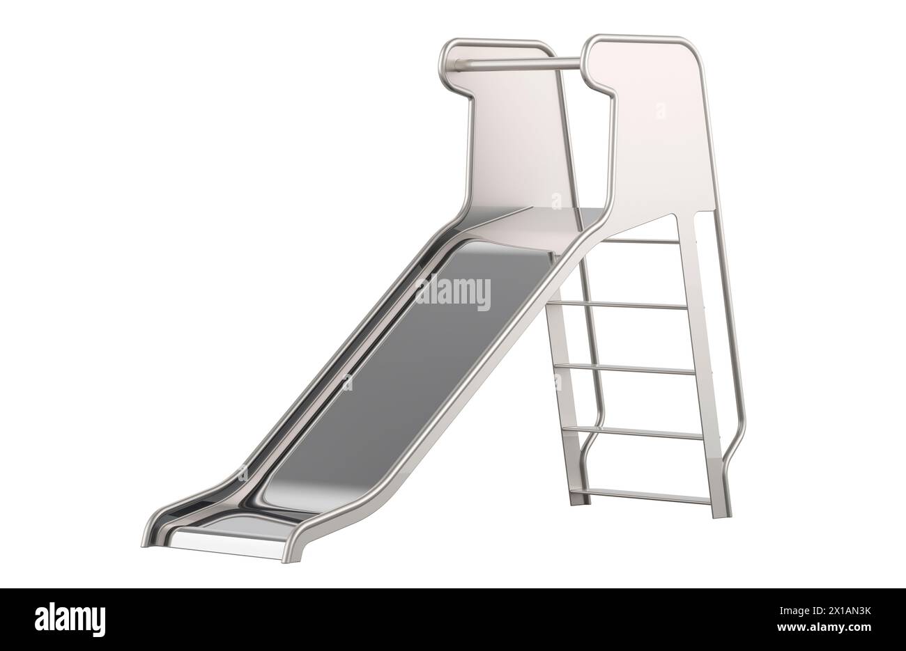 Stainless-steel slide for playground, 3D rendering isolated on white ...
