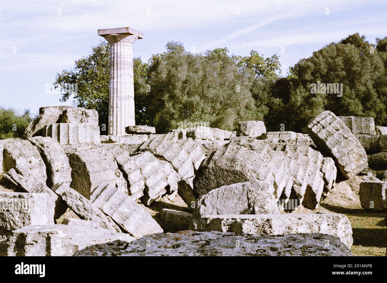 Temple of Zeus, Ancient Olympia, Peloponnese, Greece, Europe Stock ...