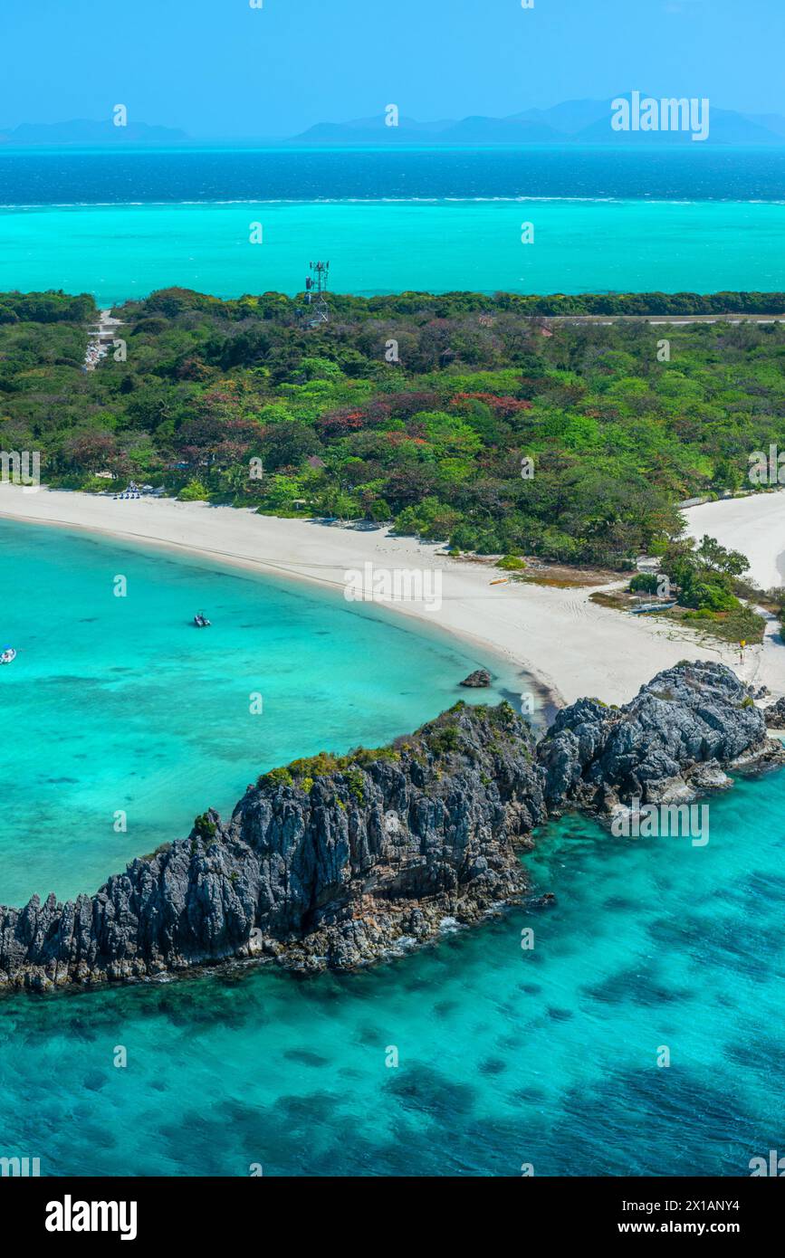 An aerial portrait frame of Aman Pulo island in the Philippines Stock ...
